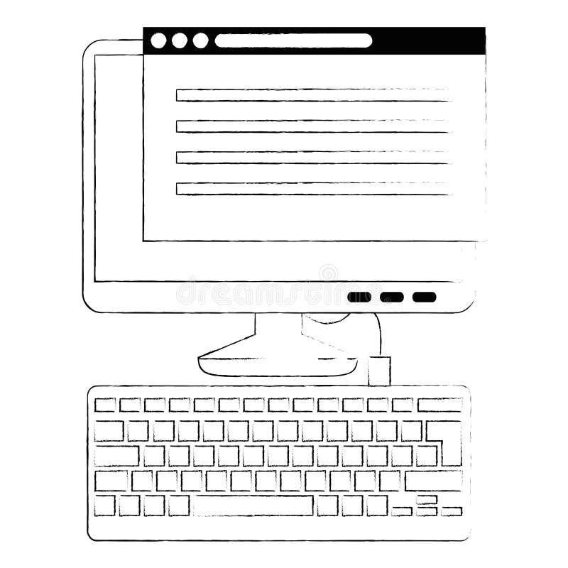 Desktop with Webpage Template and Social Media Icons Stock Illustration ...