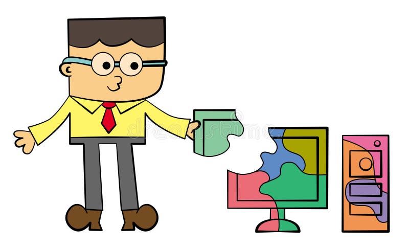 Cartoon Computer Support Logo Stock Vector - Illustration of equipment ...