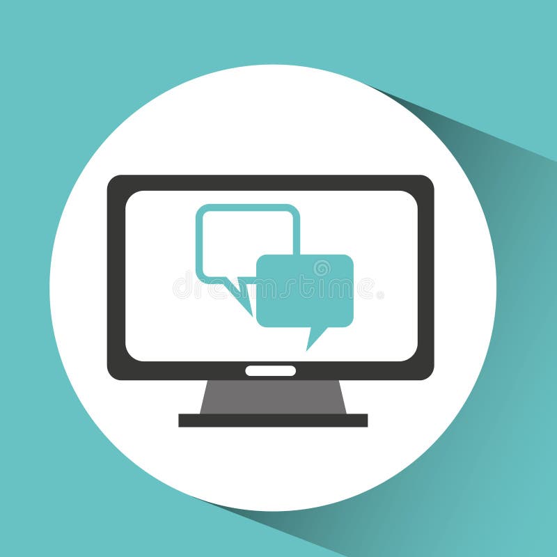 Computer Device Bubble Speech Network Icon Stock Vector - Illustration ...