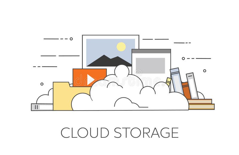 Computer Device Data Cloud Storage Security Flat Design Illustration ...