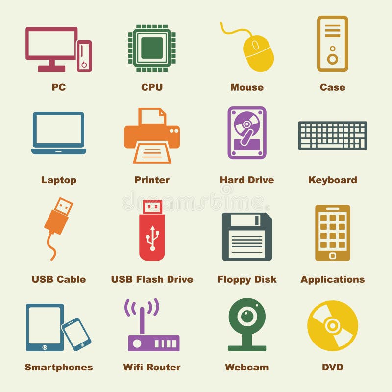 Computer and Device Elements Stock Vector - Illustration of mouse ...