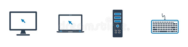 Computer Device Icon Set. Collection of Desktop, Laptop, PC, CPU ...