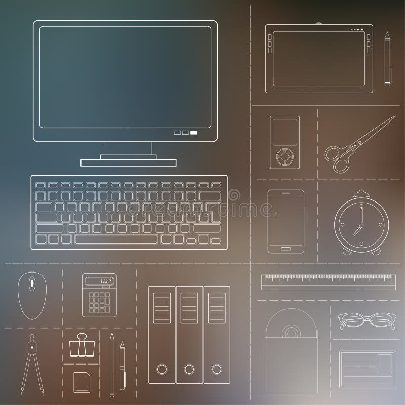 Computer Device, Office Objects and Business Working Elements Stock ...