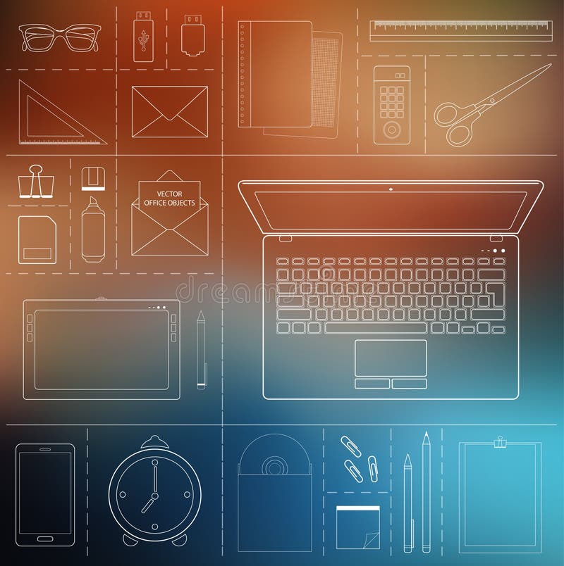Computer Device, Office Objects and Business Working Elements Stock ...