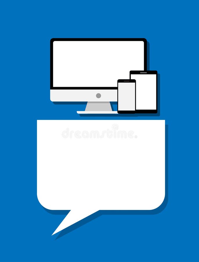 Computer and Device with Speech Bubble Flat Design Modern Vector Stock ...