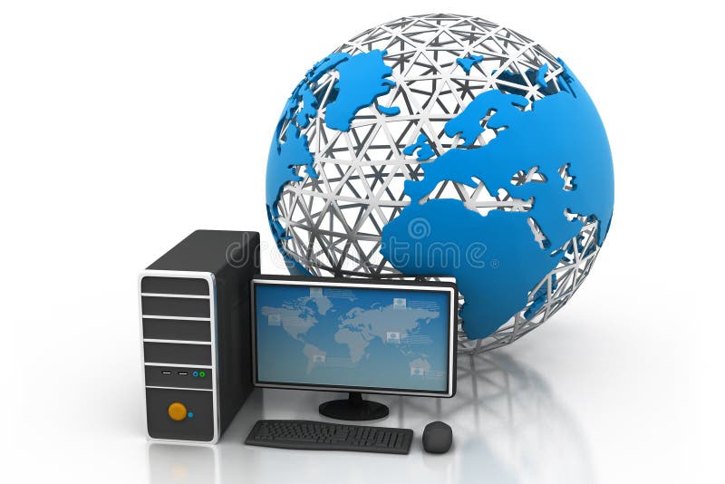 Computer Devices Connected To Digital World Stock Illustration ...