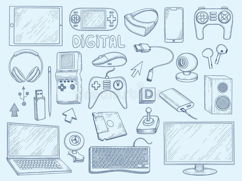 Hand Drawn Electronic Devices Stock Illustrations – 291 Hand Drawn ...