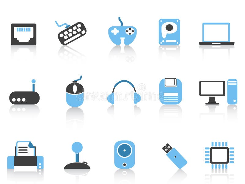 Computer & Devices Icons Set Blue Series Stock Vector - Illustration of ...