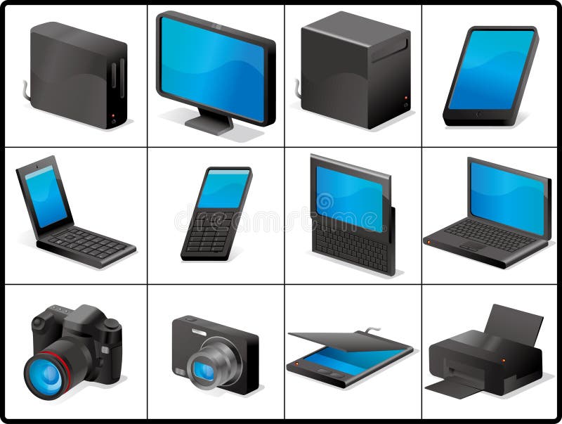 Computer and Devices Icons for Structure Stock Illustration ...