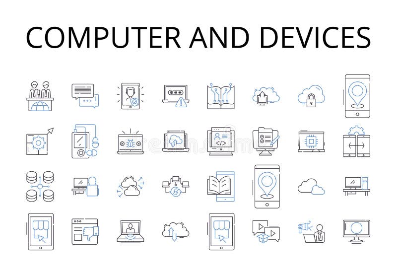 Computer and Devices Line Icons Collection. PC, Laptop, Tablet, Smartph ... Computer and Devices Line Icons Collection. PC, Laptop, Tablet, Smartph ...