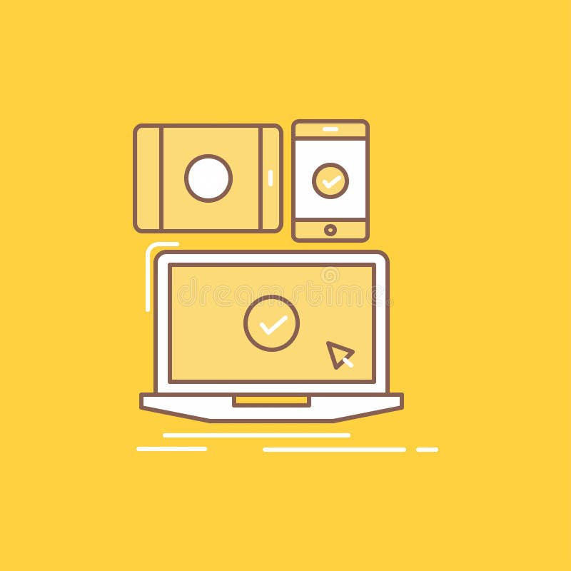 Computer, Devices, Mobile, Responsive, Technology Flat Line Filled Icon ...