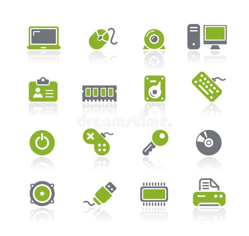 Computer Peripherals and Accessories Icons Stock Vector - Illustration ...