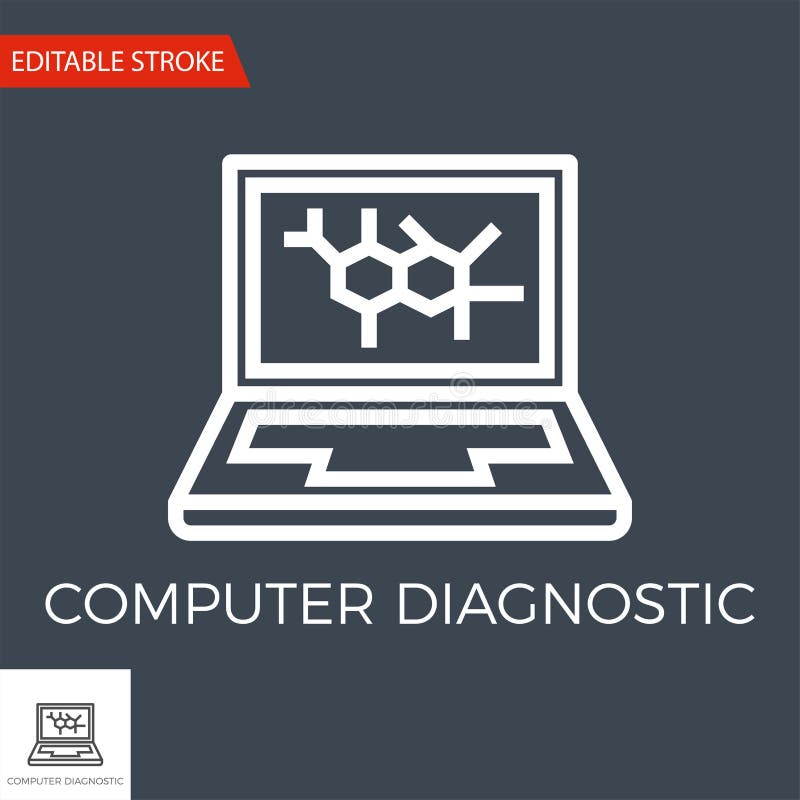 Computer Diagnostic Wizard Outline Icon. Computer Problem. Laptop Repairs Stock Vector ...