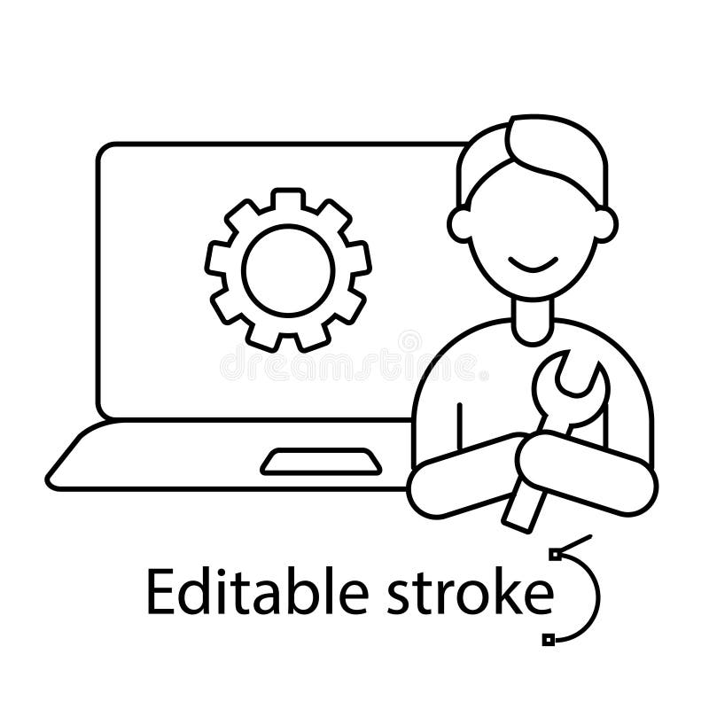 Computer Diagnostic Wizard Outline Icon. Computer Problem. Laptop ...