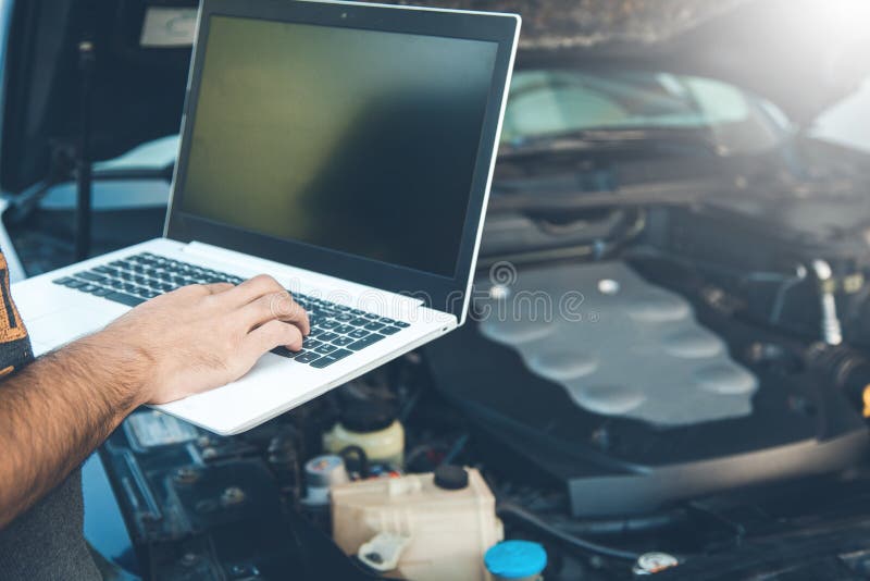 Computer Diagnostics of the Car. Stock Image - Image of mechanic ...