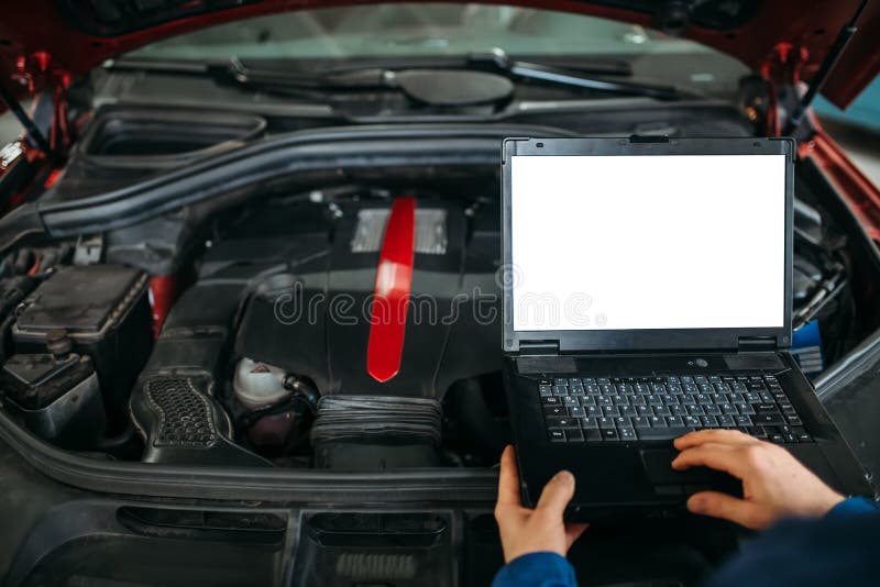 Computer Diagnostics of the Car in Auto-service Stock Photo - Image of ...