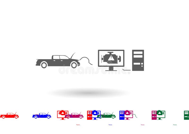 Computer Diagnostics of a Car Multi Color Icon. Simple Glyph, Flat ...