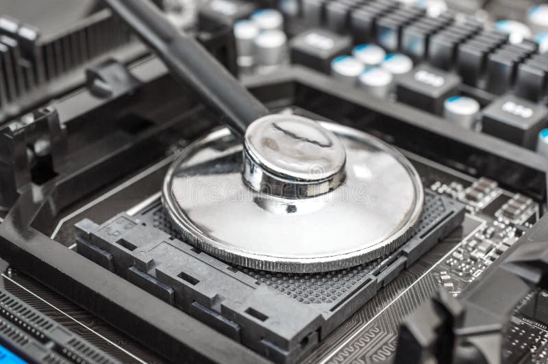 Computer Diagnostics Concept. Stethoscope on Motherboard Stock Image ...