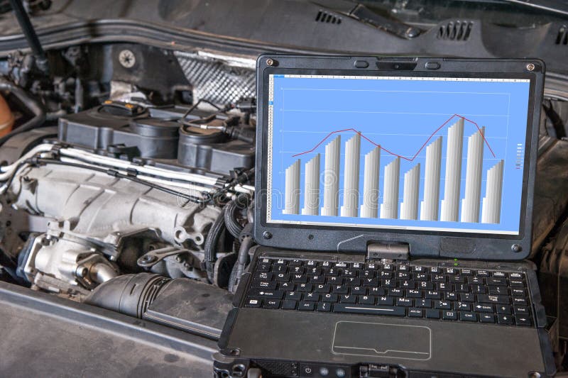 Computer Diagnostics of the Engine in the Car Stock Photo - Image of ...