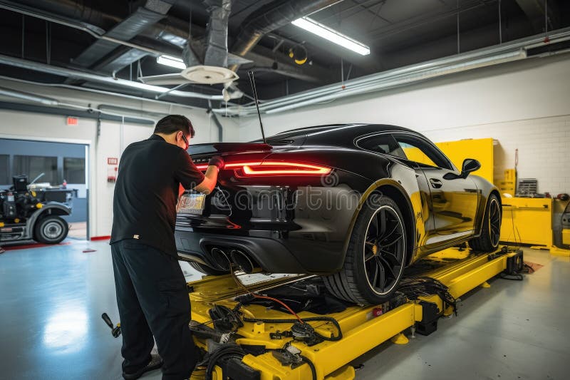 Computer Diagnostics of a Modern Car. Generative AI Stock Illustration ...