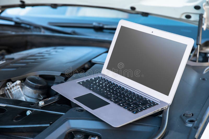 Computer Diagnostics while Repairing Car Stock Photo - Image of tool ...