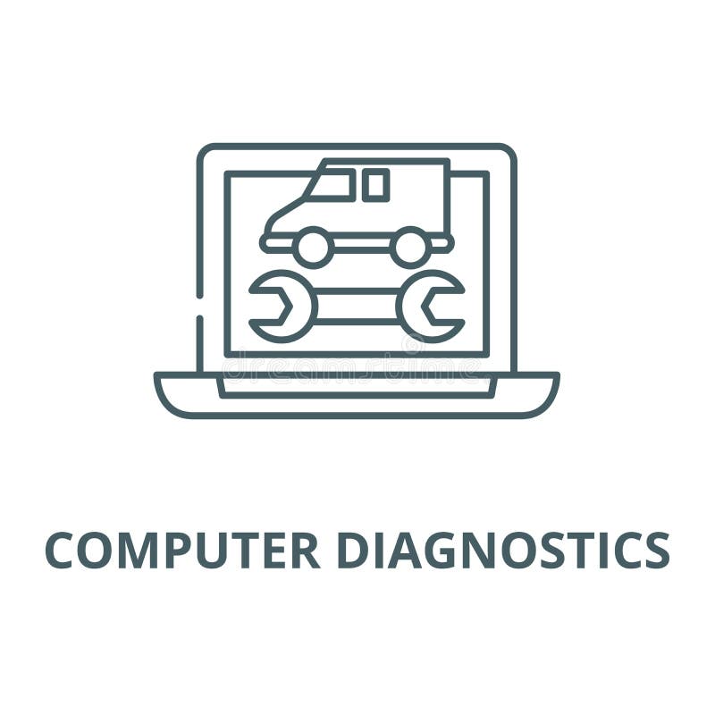 Computer Diagnostics Vector Line Icon, Linear Concept, Outline Sign ... Computer Diagnostics Vector Line Icon, Linear Concept, Outline Sign ...