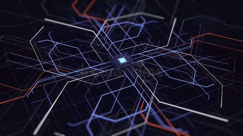 Computer Diagram of Moving Networks of Internet. Animation Stock ...