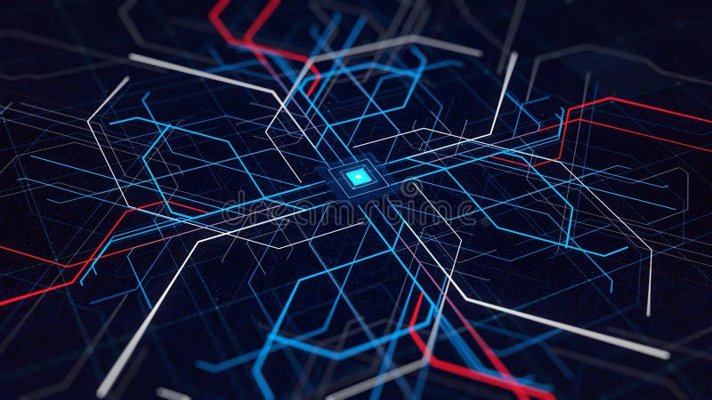 Computer Diagram of Moving Networks of Internet. Animation Stock Image ...