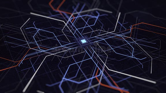 Computer Diagram of Moving Networks of Internet. Animation Stock ...