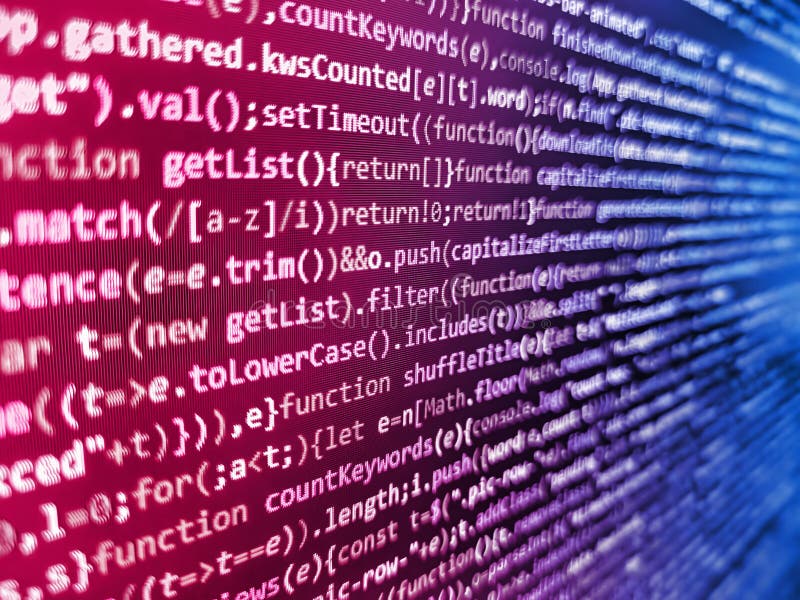 Computer Digital Background Programming Text On Dark Screen Code Of Javascript Language On