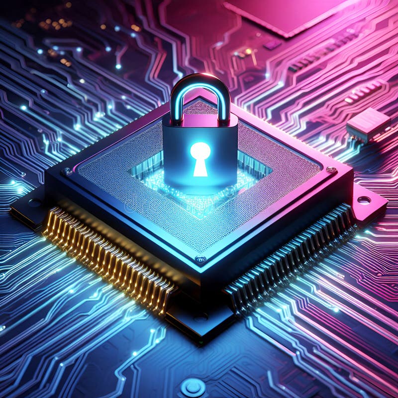 Computer Digital Circuit Board Padlock Neon Lighting Line Security ...