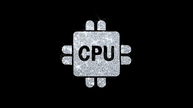 Computer Digital CPU Icon Shining Glitter Loop Blinking Particles ...