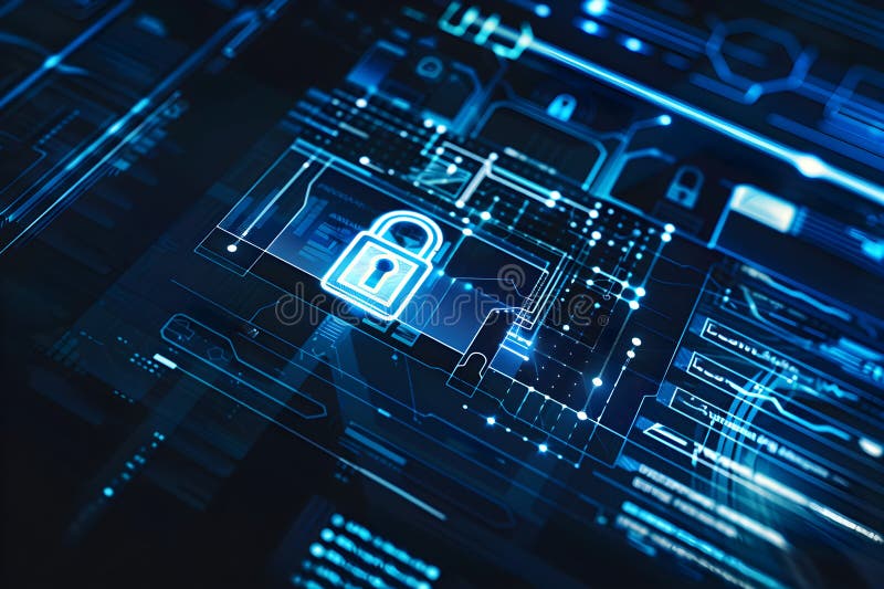 A Computer with a Digital Lock and a Data Network Symbolizing ...