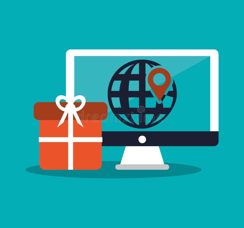 Computer and Digital Marketing Design Stock Illustration - Illustration ...