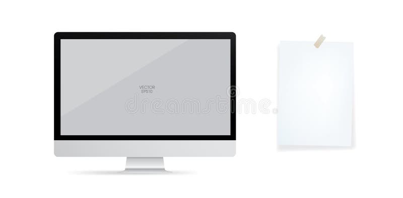 Top View of Computer Display in Working Space Area. Vector Stock Vector ...