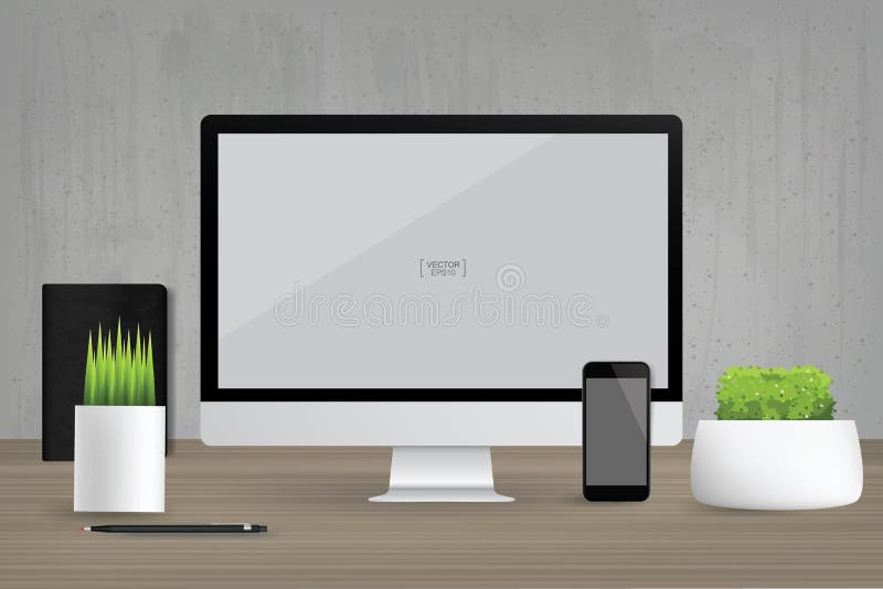 Computer Display Background in Working Area. Business Background for ...