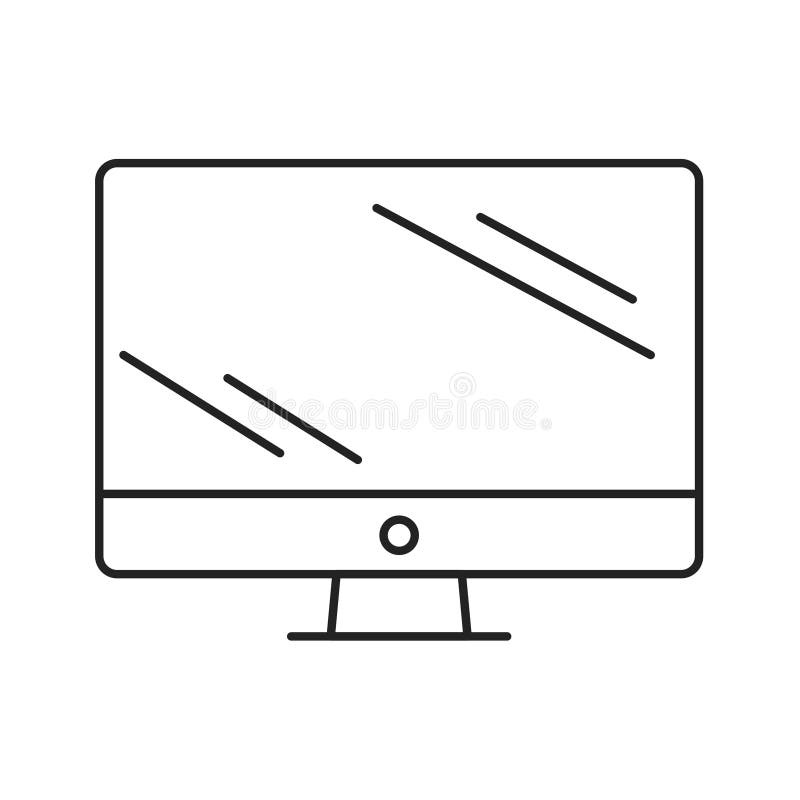 Computer Display Black Line Icon. Front View Stock Vector ...