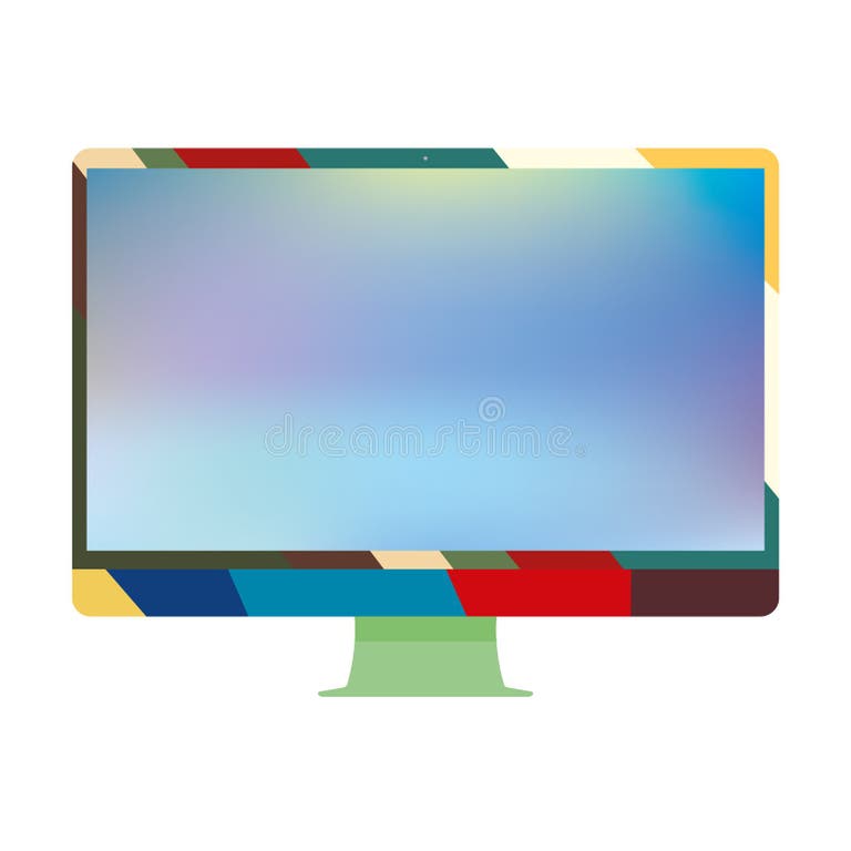 Computer Display with Blank Screen. Front View. Computer Screen ...