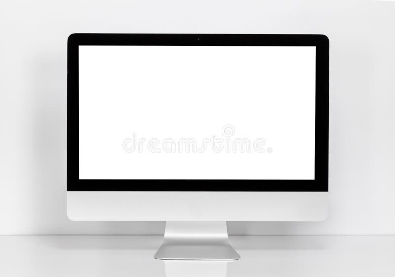 Computer Display with Blank White Screen at the Desk Stock Image ...