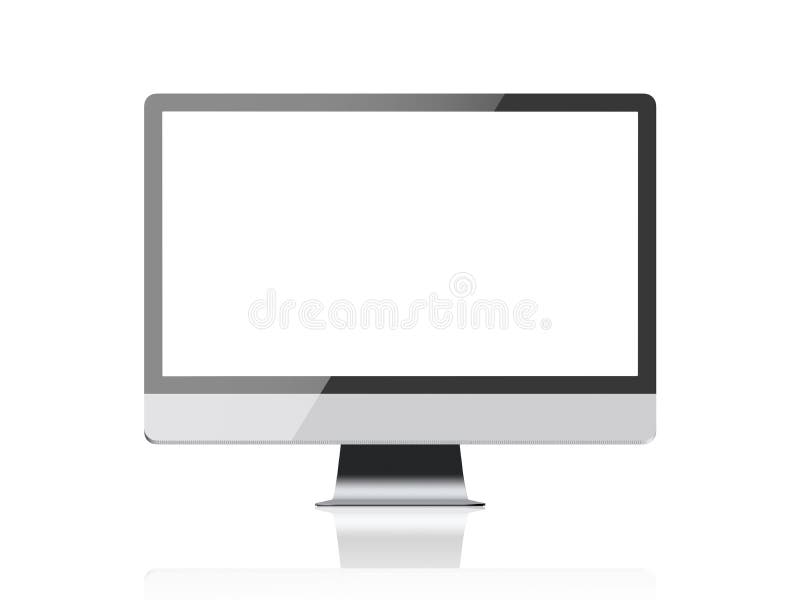 Computer Display with Blank White Screen. Front View Stock Image ...