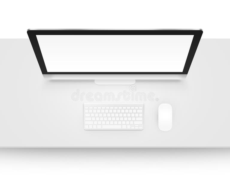 Computer Display Mock Up with Keyboard and Mouse from Above Isol Stock ...
