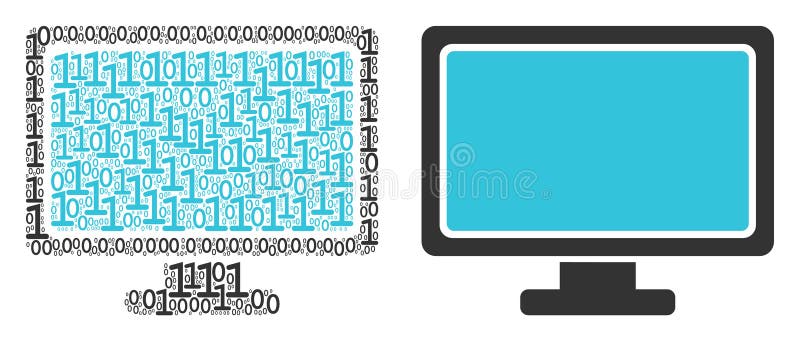 Computer Display Mosaic of Binary Digits Stock Vector - Illustration of ...