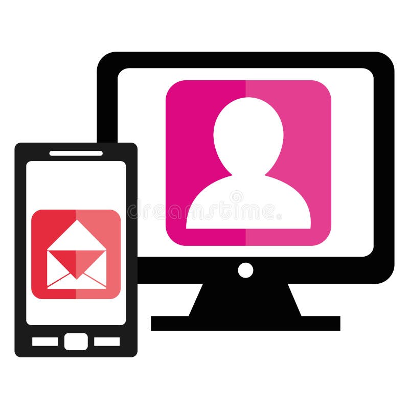 Computer Display with Multimedia Apps Stock Vector - Illustration of ...