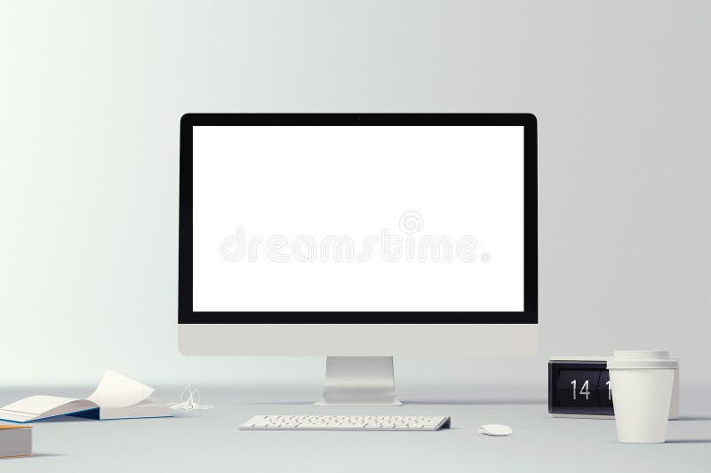 Modern Creative Designer Workplace with Desk Computer on White Table ...