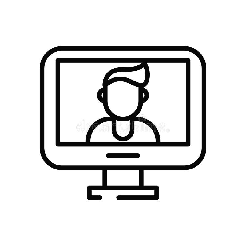 Computer Display with Person Line Style Icon Stock Vector ...