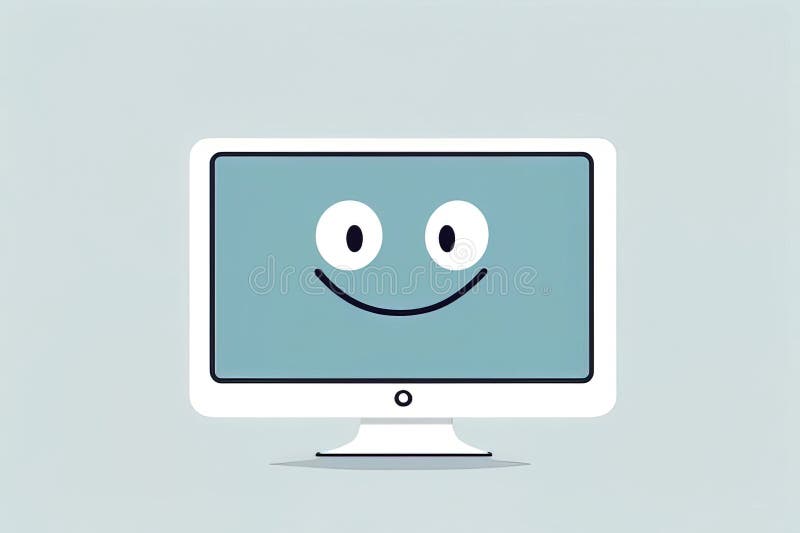 Happy Computer with a Smile on a Laptop Screen Stock Illustration ...