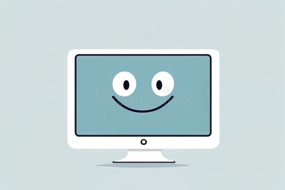 Computer Display with Smiley Face, Vector Illustration Stock ...