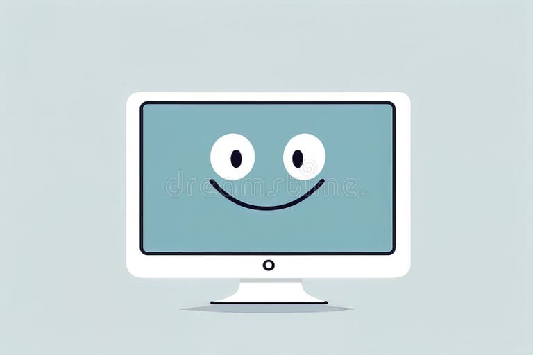 Computer Display with Smiley Face, Vector Illustration Stock ...