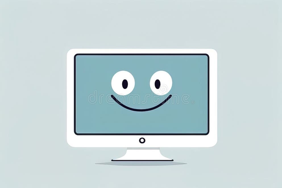 Computer Display with Smiley Face, Vector Illustration Stock ...