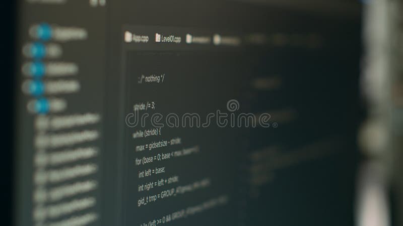 Display Of Software Developer Typing Database Functions Script On Html Terminal Window Stock